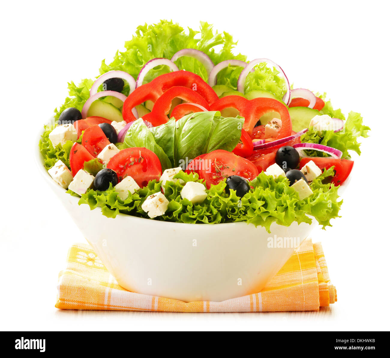 Vegetable salad bowl isolated on white background Stock Photo - Alamy