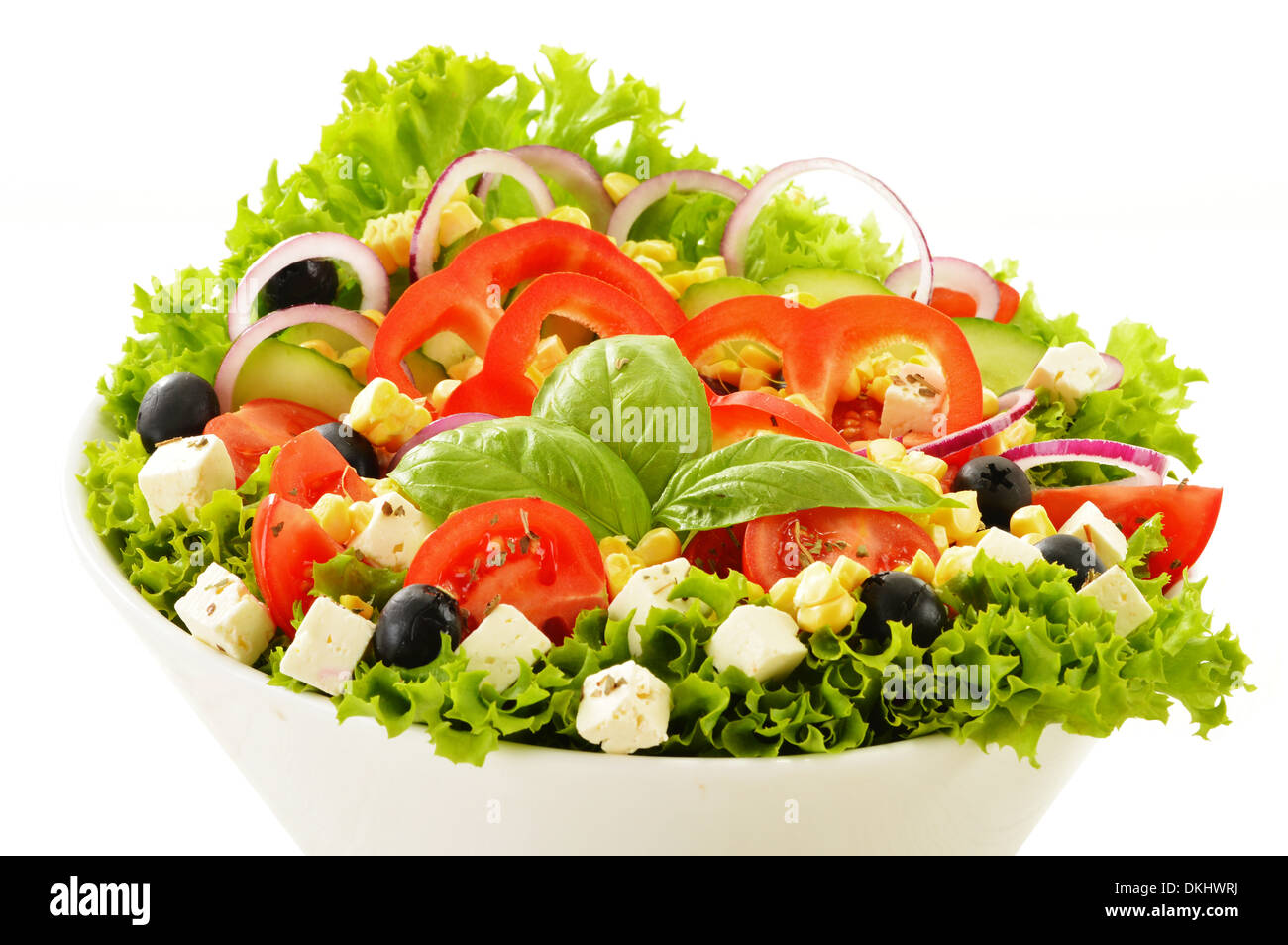 Vegetable salad bowl isolated on white background Stock Photo - Alamy