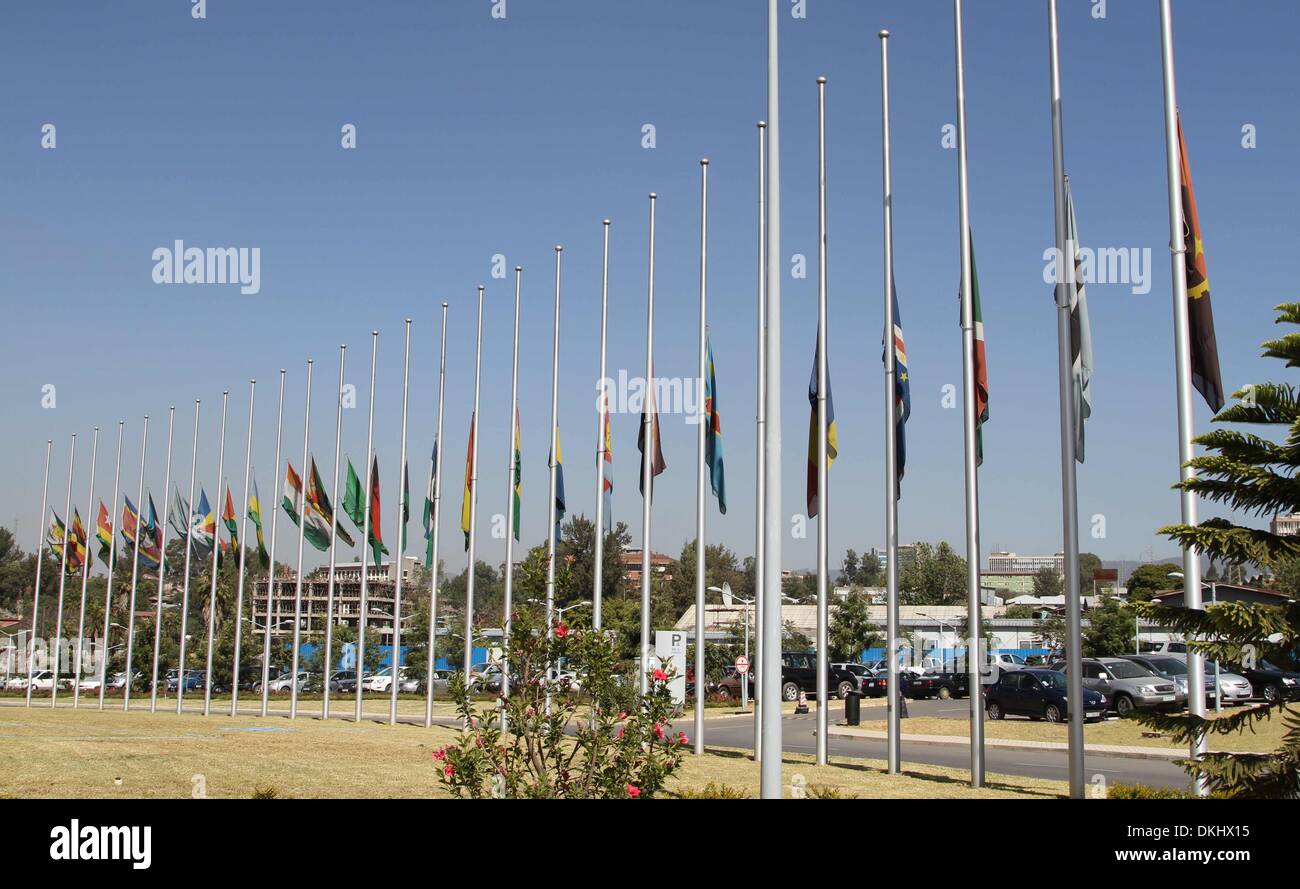 Addis Ababa, Ethiopia. Dec. 6, 2013.The flags of African Union member ...
