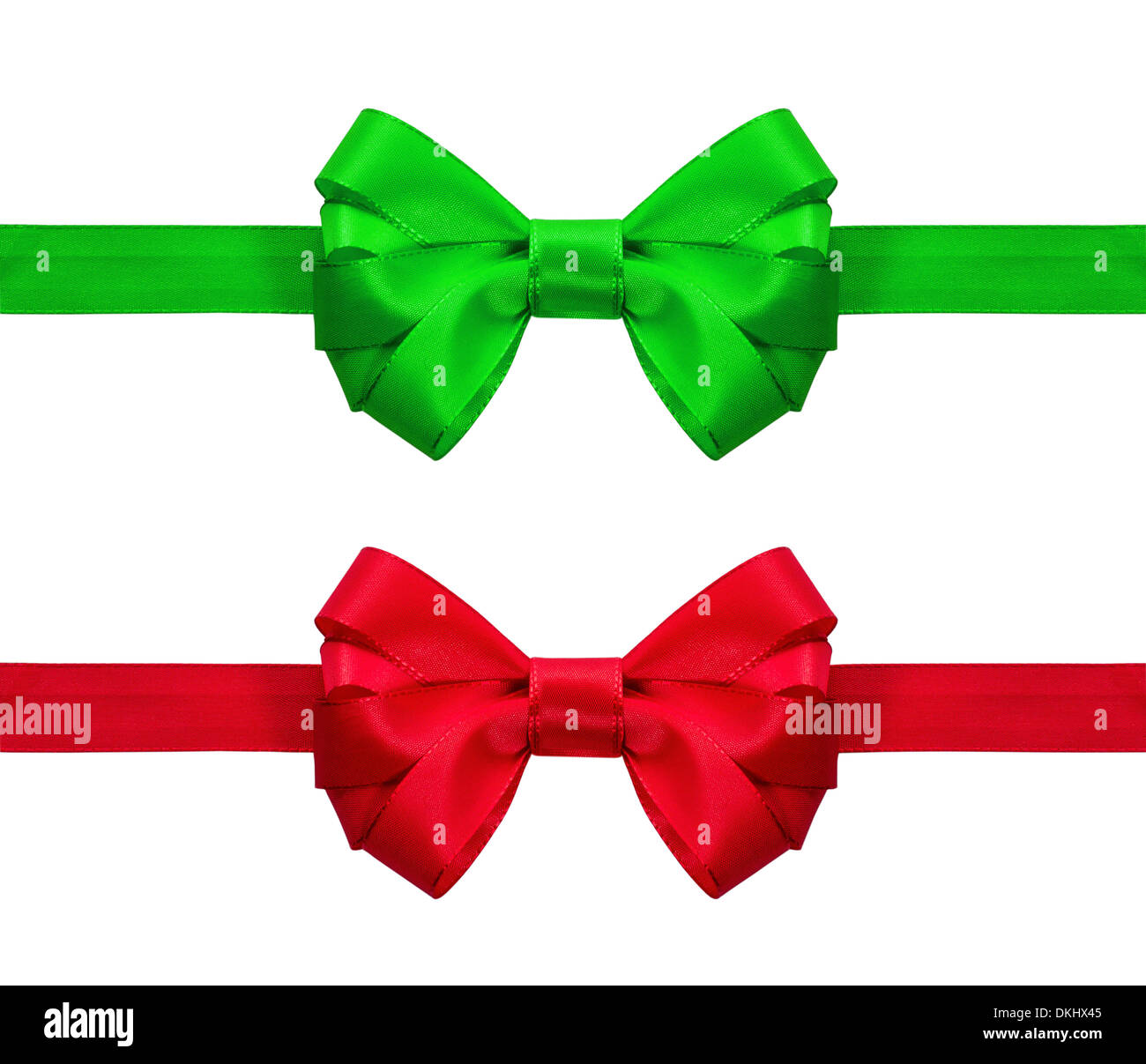 Red and green bow isolated on white background Stock Photo - Alamy