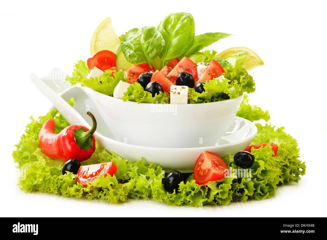Vegetable salad bowl isolated on white background Stock Photo - Alamy
