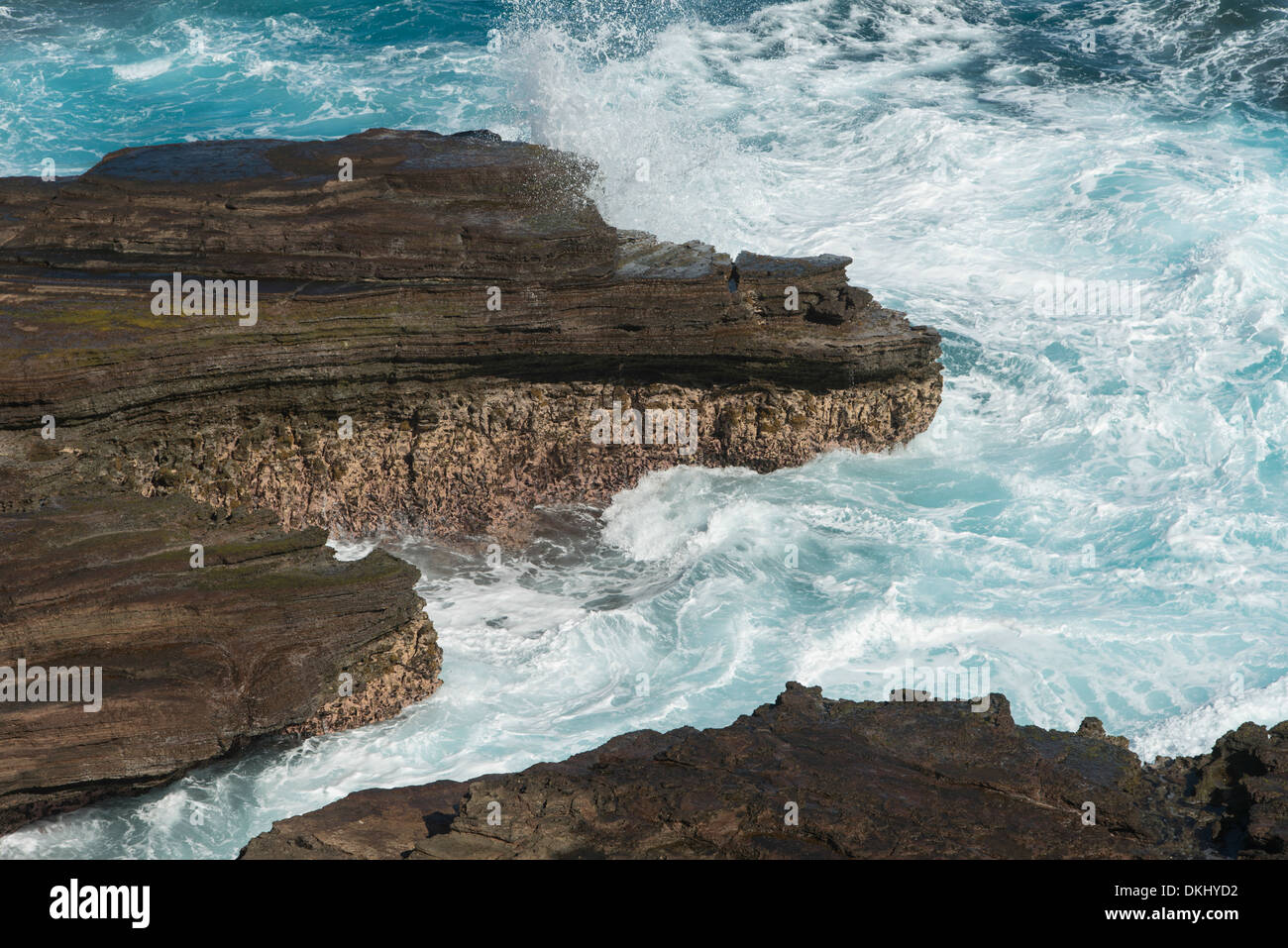 Rock formations on the coast, Honolulu, Oahu, Hawaii, USA Stock Photo ...