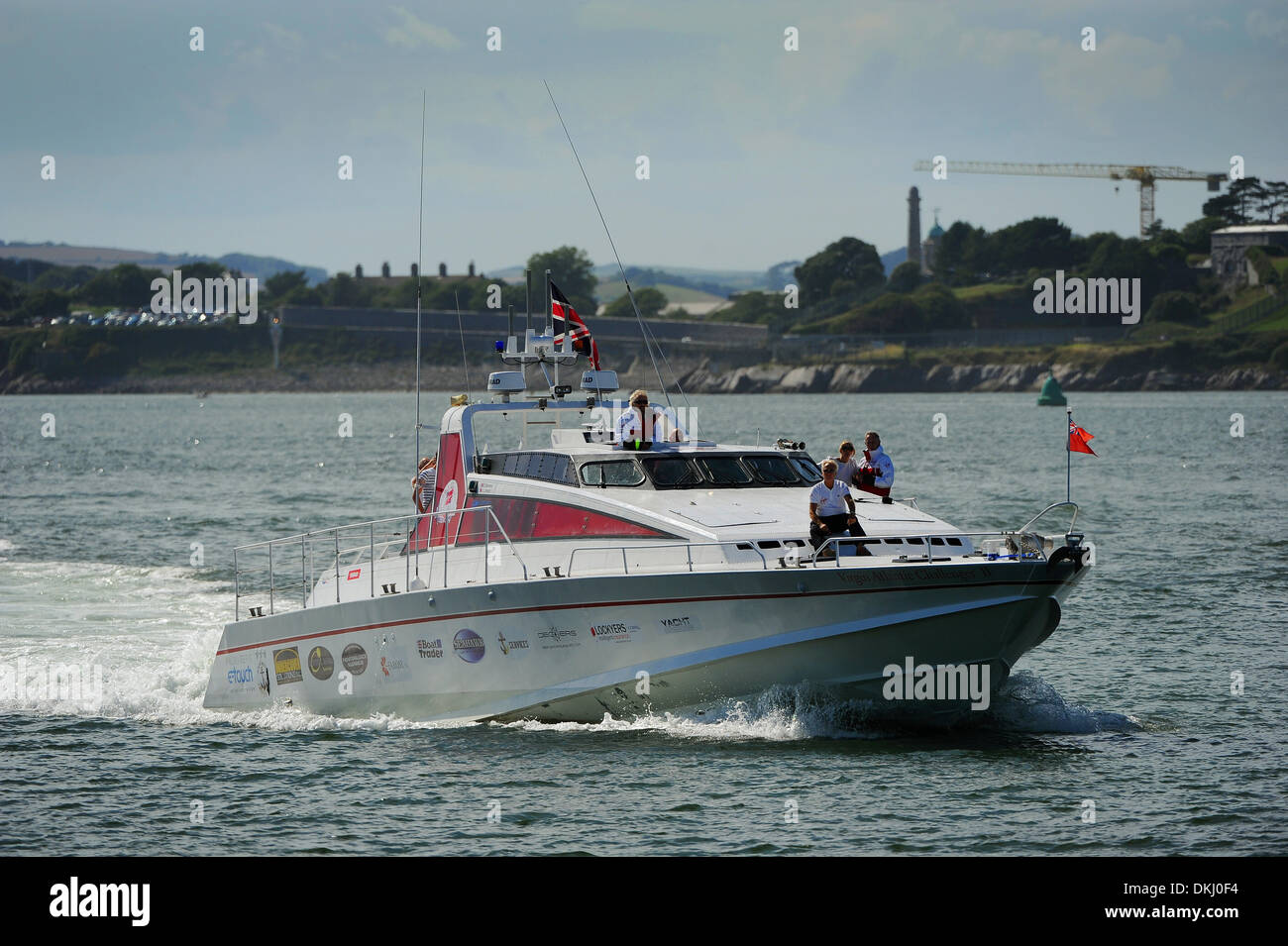 Virgin boss Richard Branson is welcomed back to Plymouth on board the ...