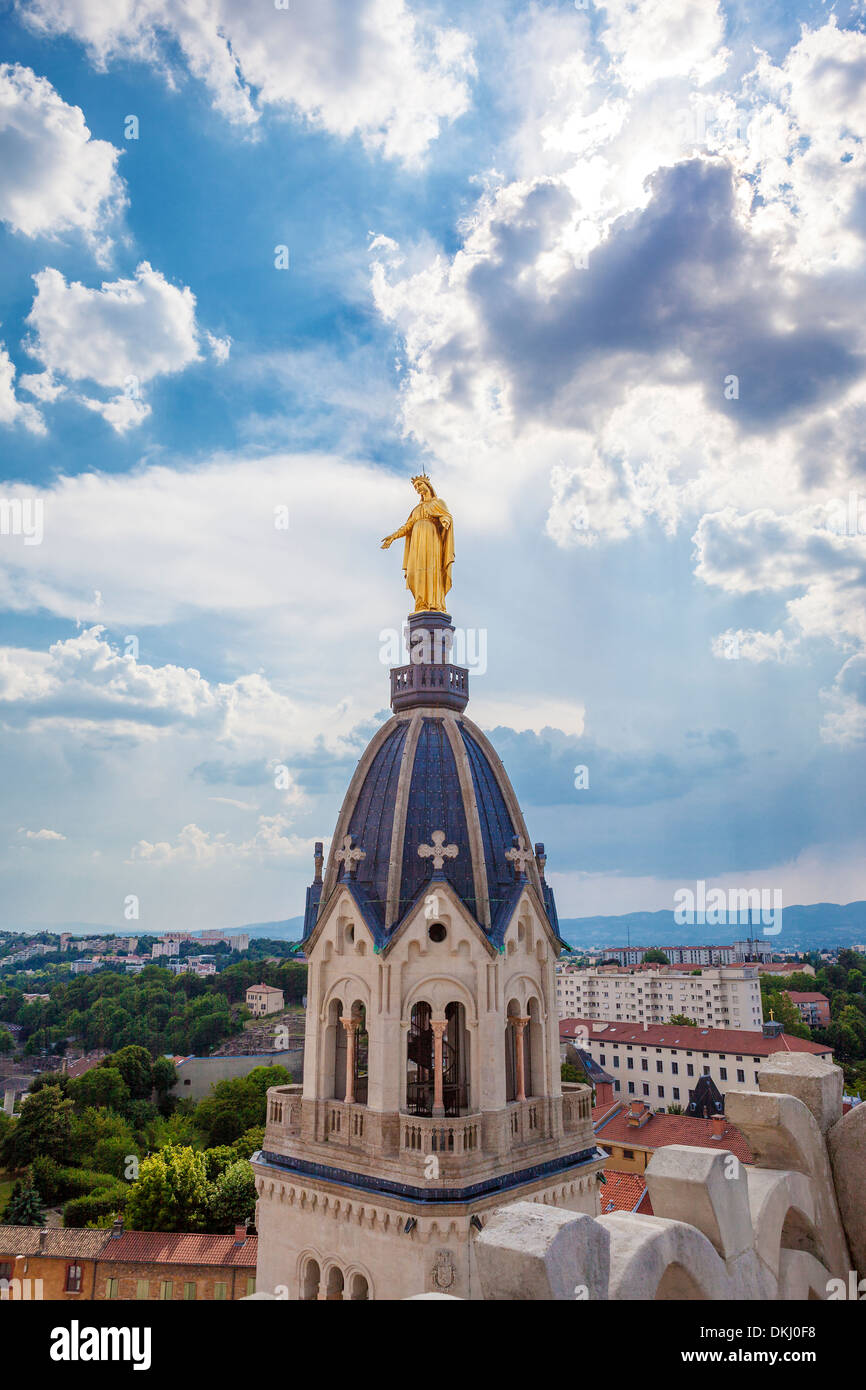 Golden Statue of Virgin Mary, Lyon Stock Photo - Alamy