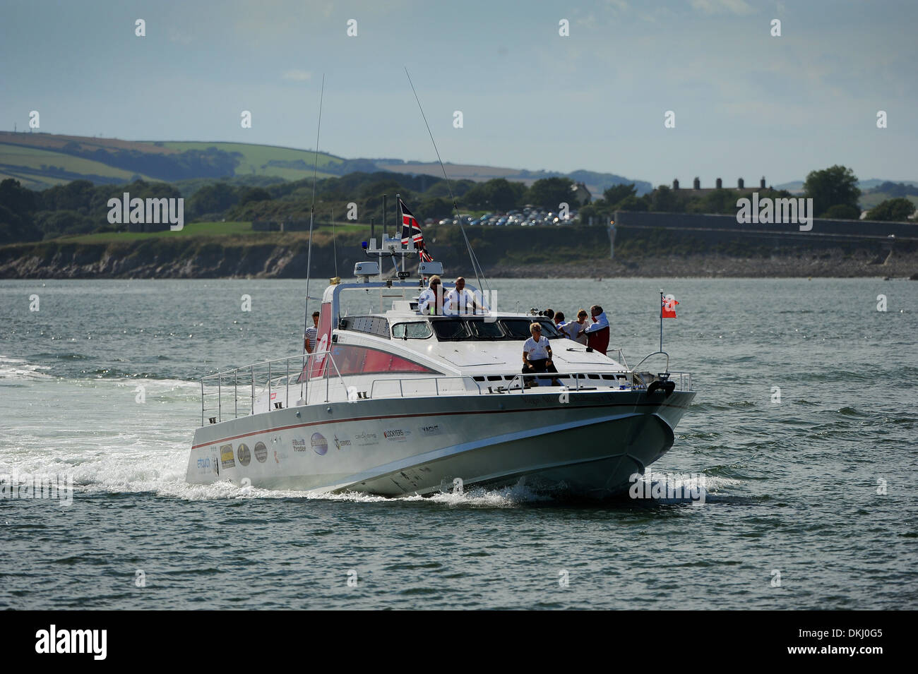 Virgin boss Richard Branson is welcomed back to Plymouth on board the ...