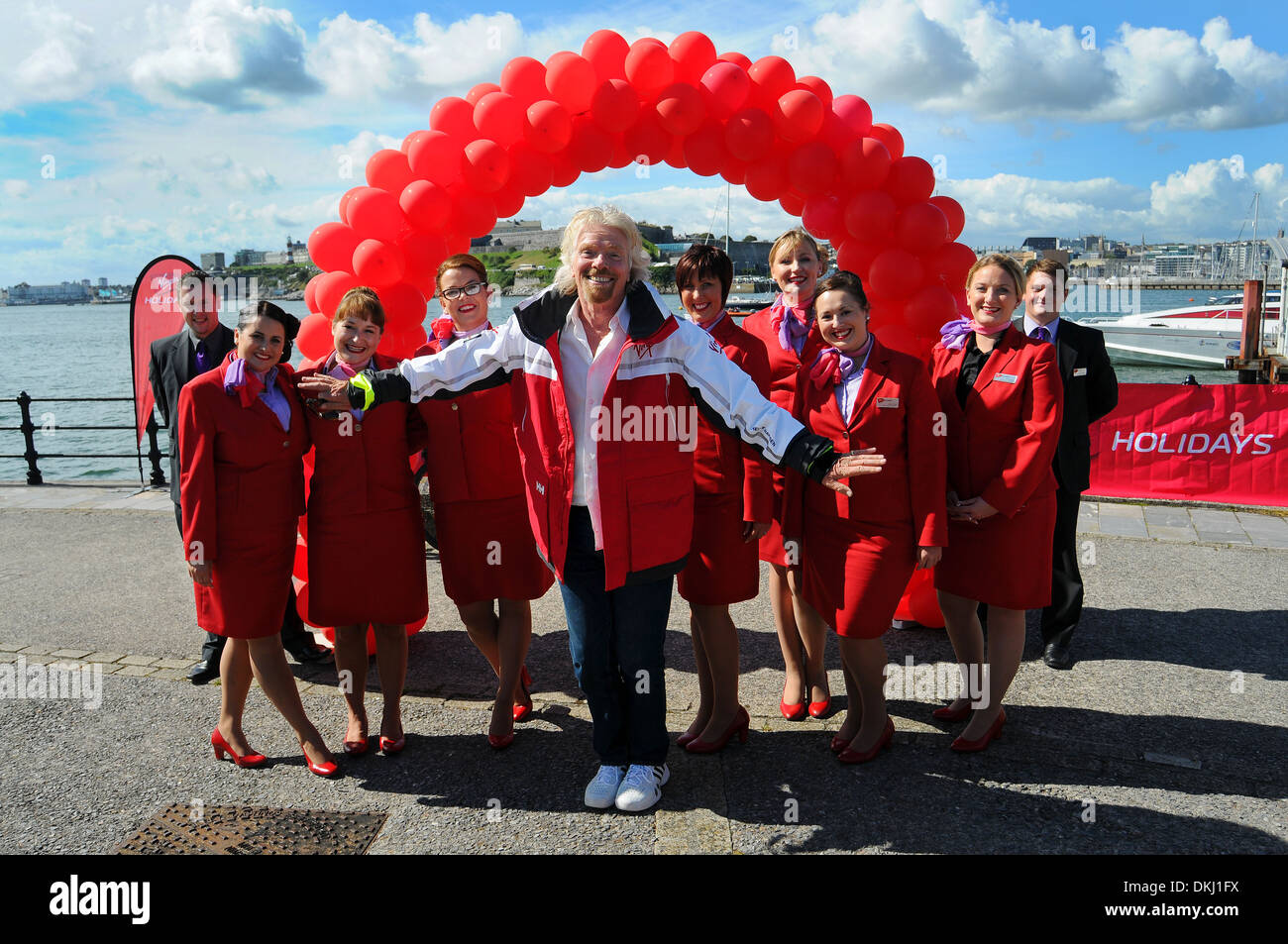 Virgin boss Richard Branson is welcomed back to Plymouth on board the ...