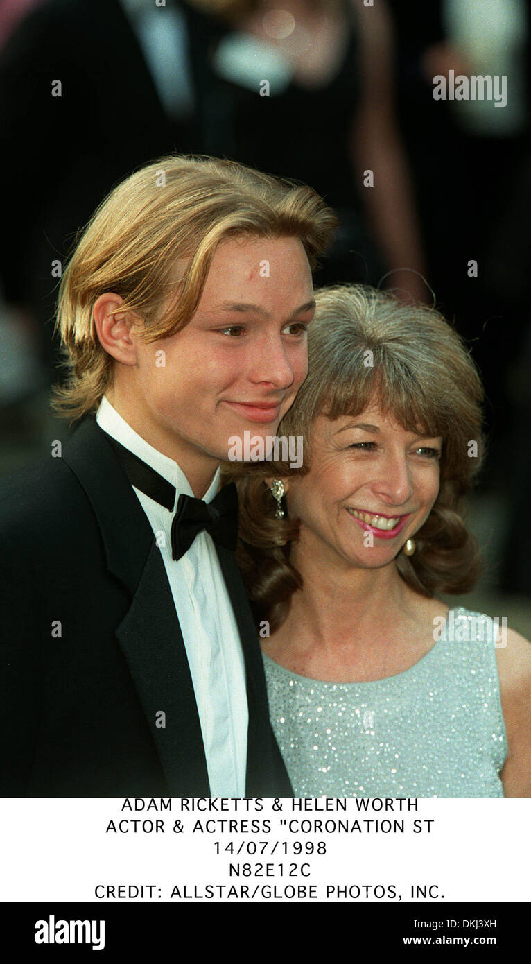 ADAM RICKETTS & HELEN WORTH.ACTOR & ACTRESS ''CORONATION ST.14/07/1998 ...
