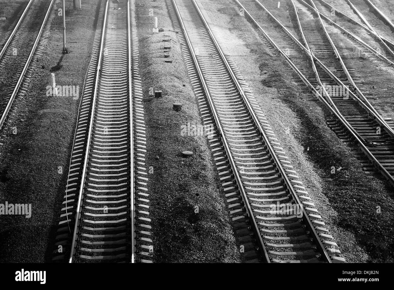 railroad at night ,black and white Stock Photo - Alamy