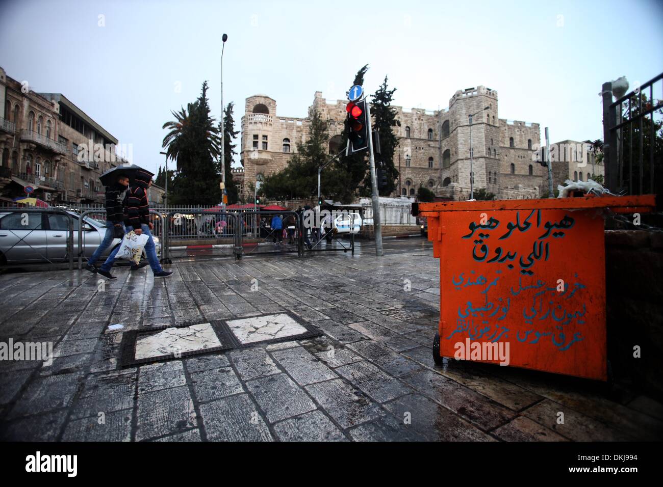 Jerusalem, Israel. 5th Dec, 2013. Nablus Road in Jerusalem, apparently ...