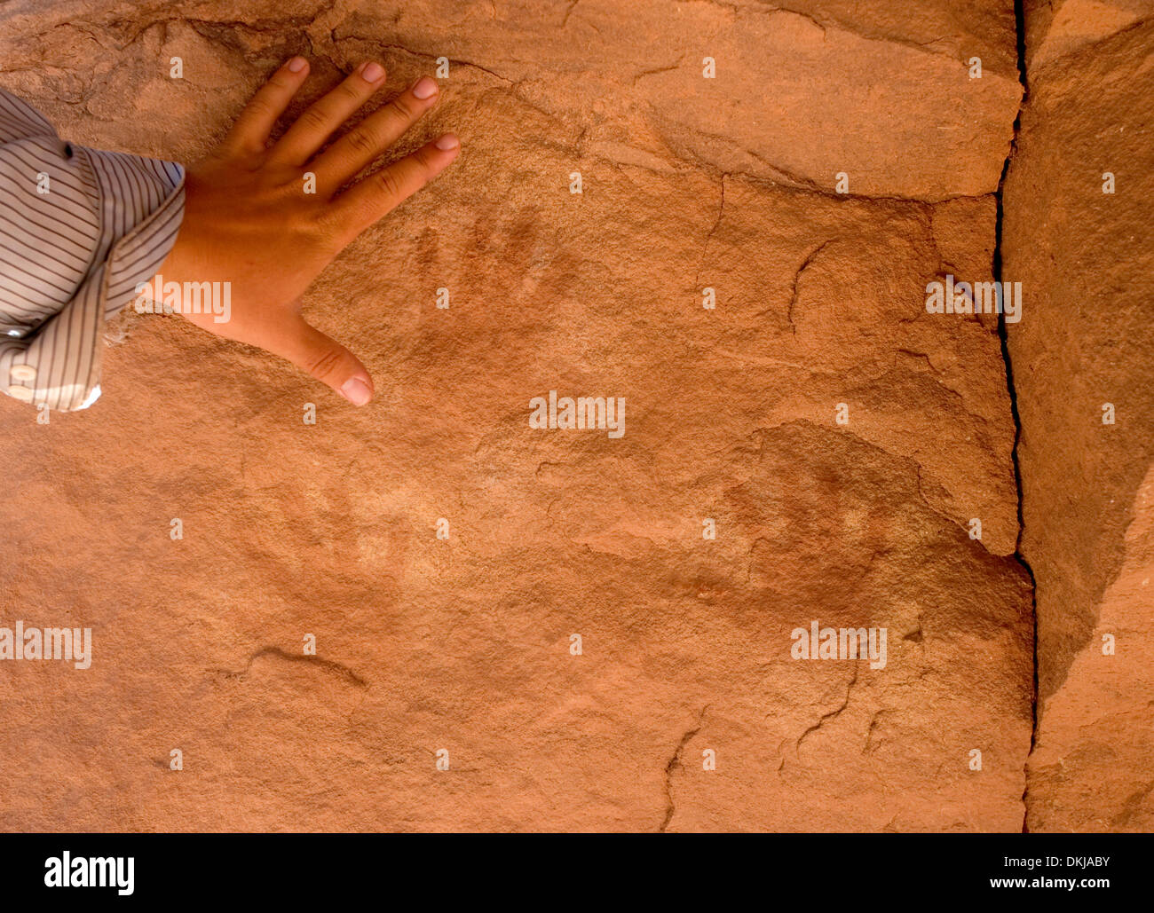 Indian Pictographs of hands painted centuries ago on the sandstone ...