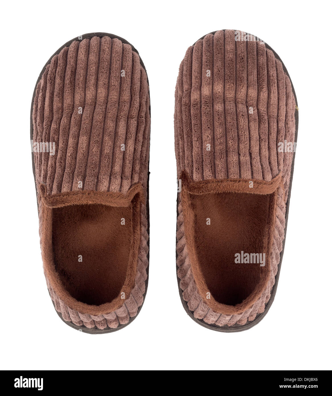 Brown slippers cut out isolated on white background Stock Photo - Alamy