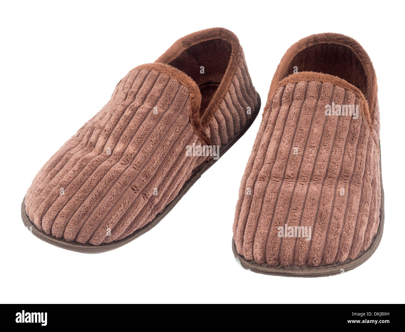 Brown slippers cut out isolated on white background Stock Photo - Alamy