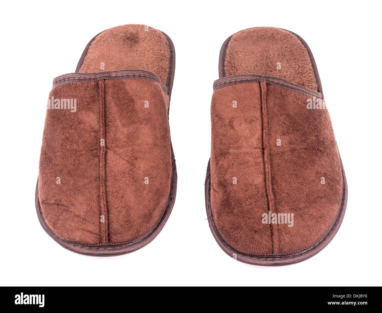 Brown slippers cut out isolated on white background Stock Photo - Alamy
