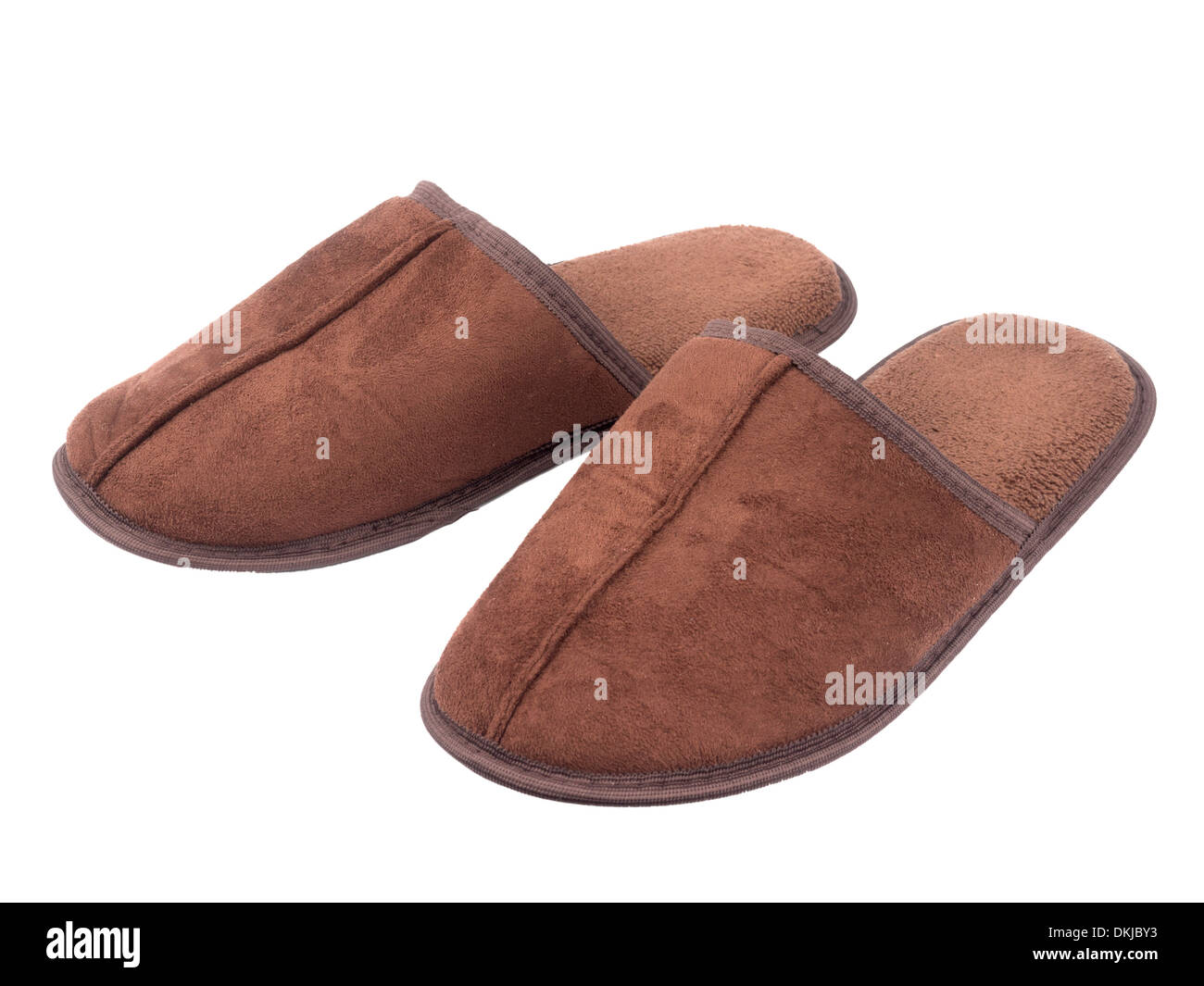 Brown slippers cut out isolated on white background Stock Photo - Alamy