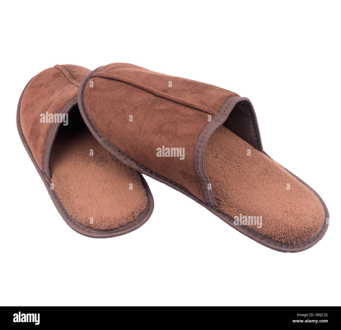 Brown slippers cut out isolated on white background Stock Photo - Alamy