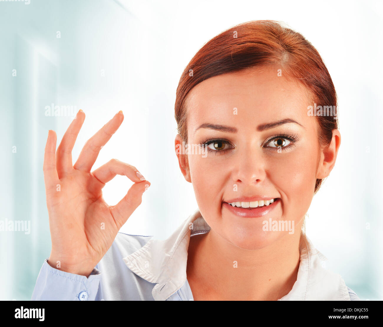 Face with ok gesture hi-res stock photography and images - Alamy