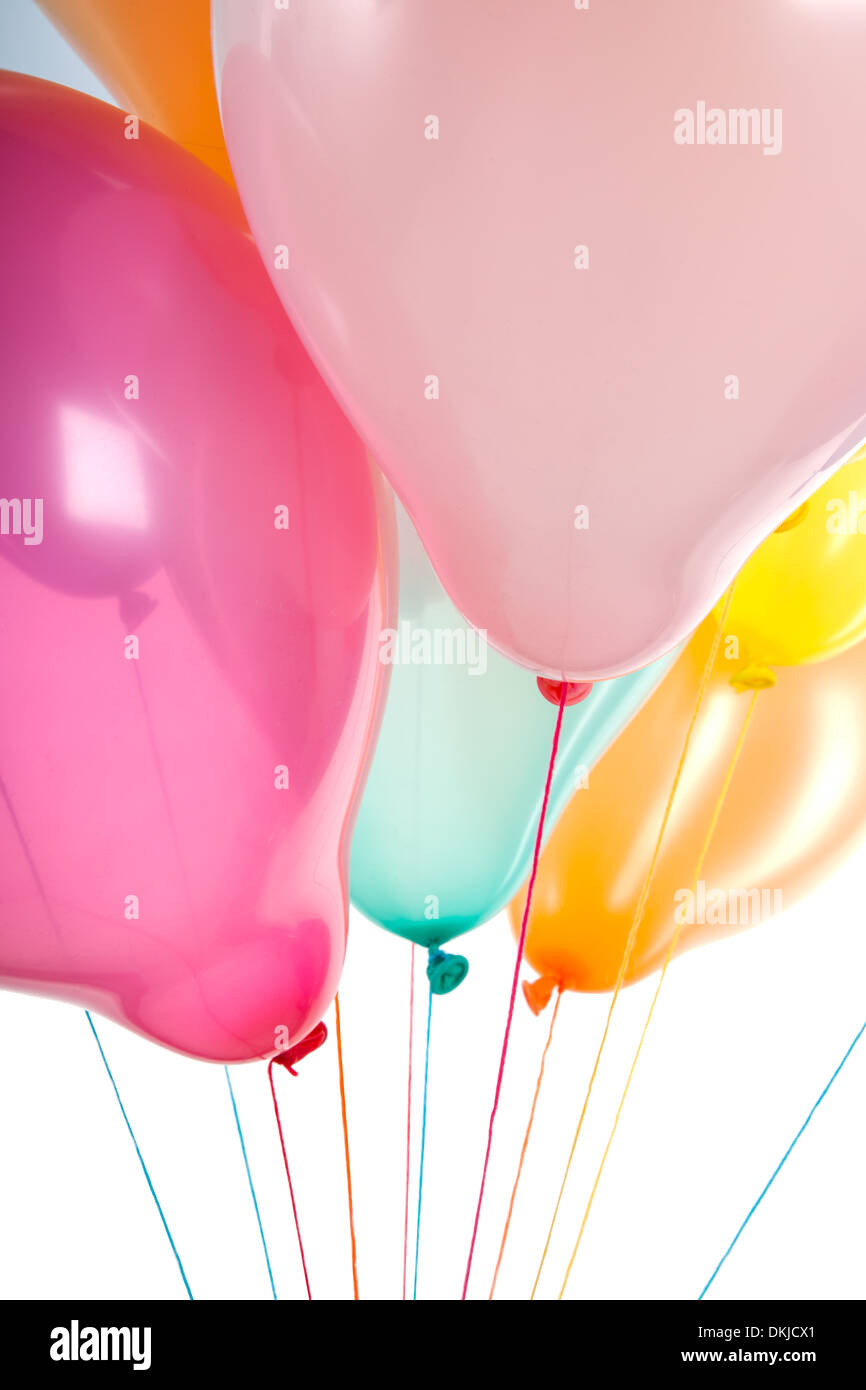 Bottom view of colorful balloons isolated on white Stock Photo - Alamy
