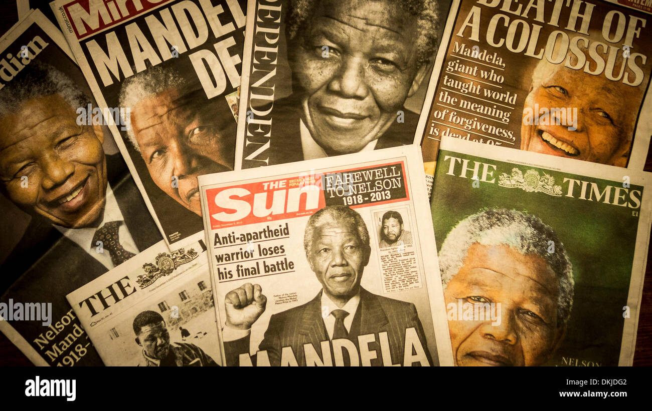 London, UK. 06th Dec 2013. British Newspaper Front Pages Covering The ...