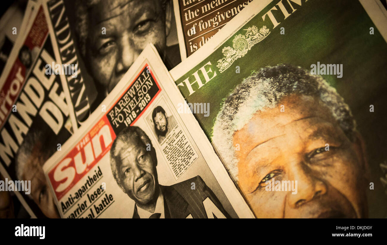 London, UK. 06th Dec 2013. British Newspaper Front Pages Covering The ...