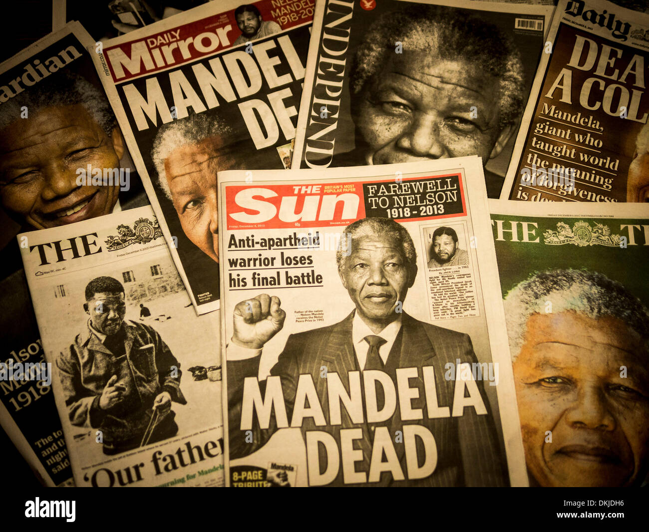 London, UK. 06th Dec 2013. British Newspaper Front Pages Covering The ...