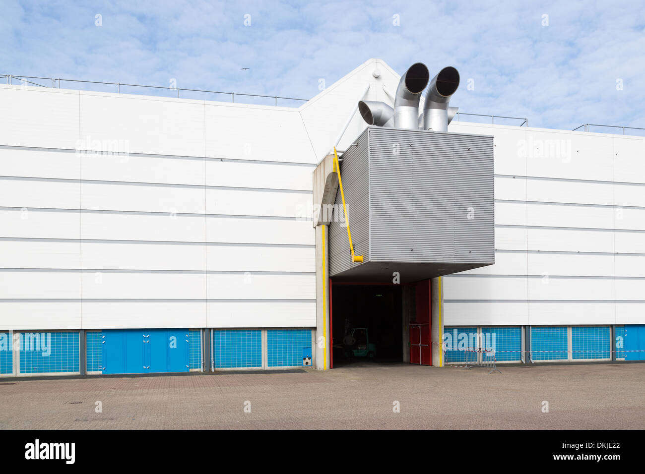 Factory building with a big ventilation system Stock Photo - Alamy