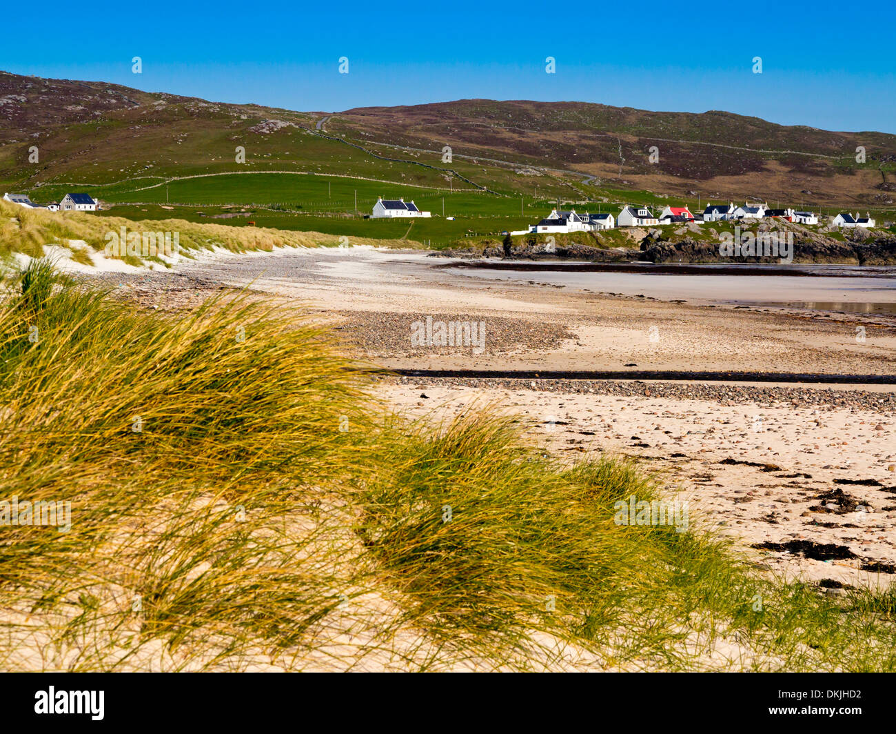 The sandy beach at Balephuil Bay on the Isle of Tiree Inner Hebrides ...
