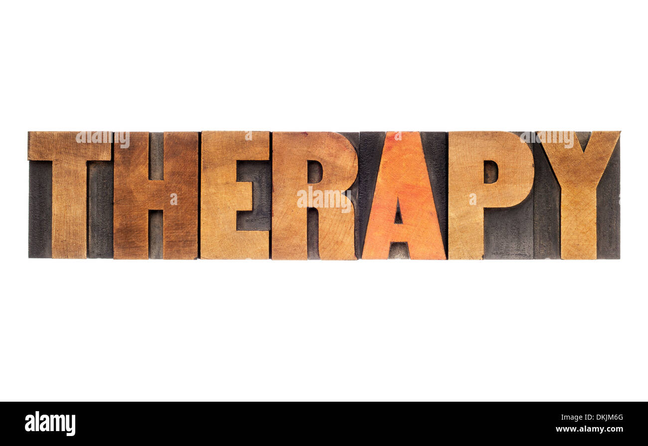 therapy word - isolated text in letterpress wood type Stock Photo - Alamy