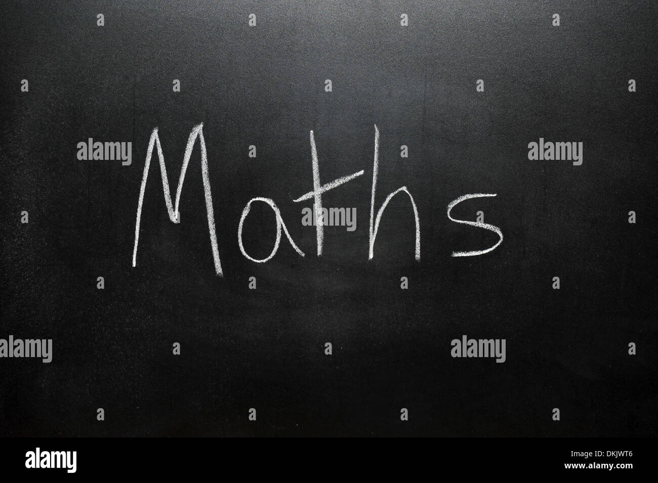 A blackboard with the word Maths written on it in white chalk Stock ...