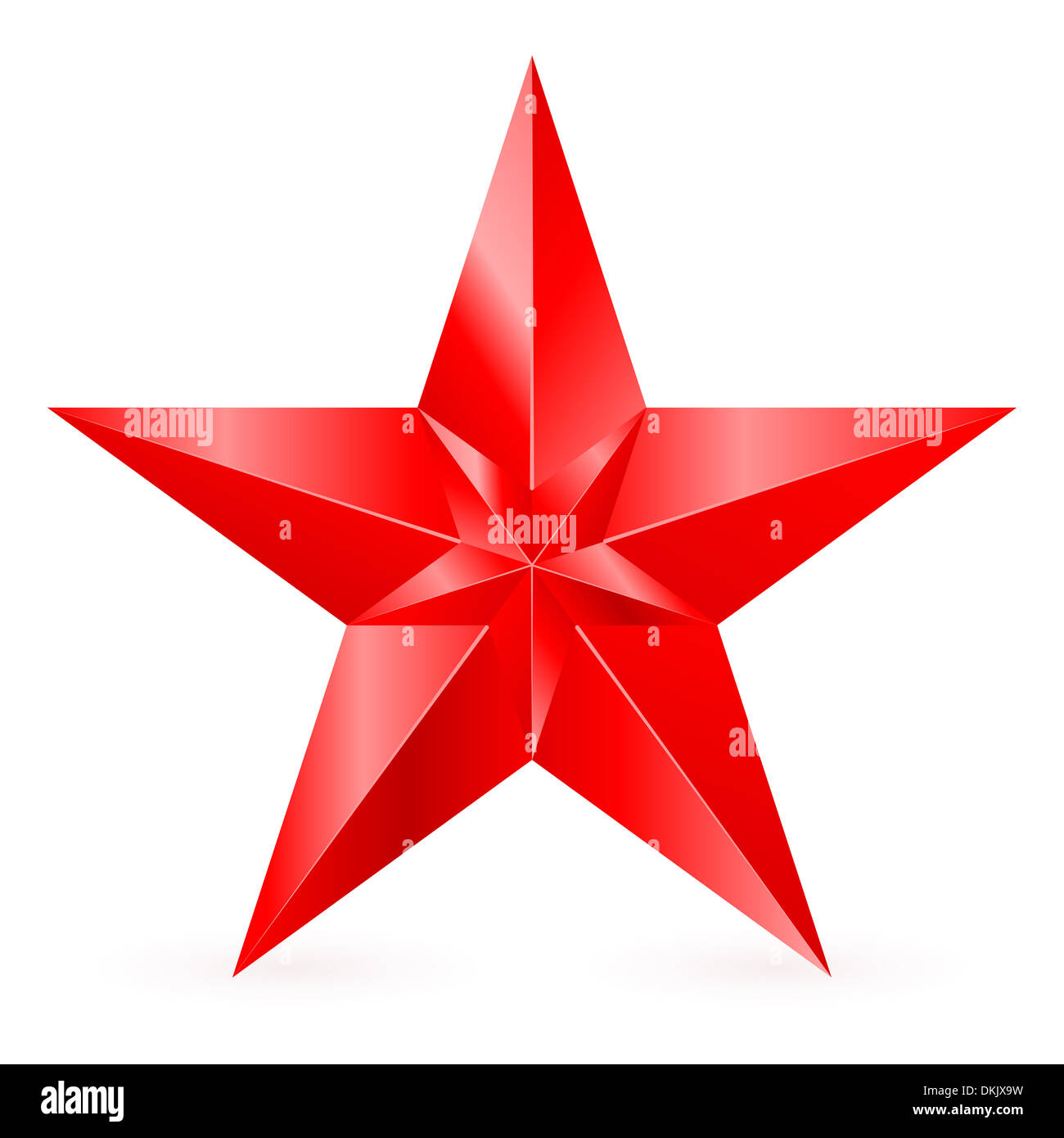 Illustration of glossy five-pointed red star on white background Stock ...