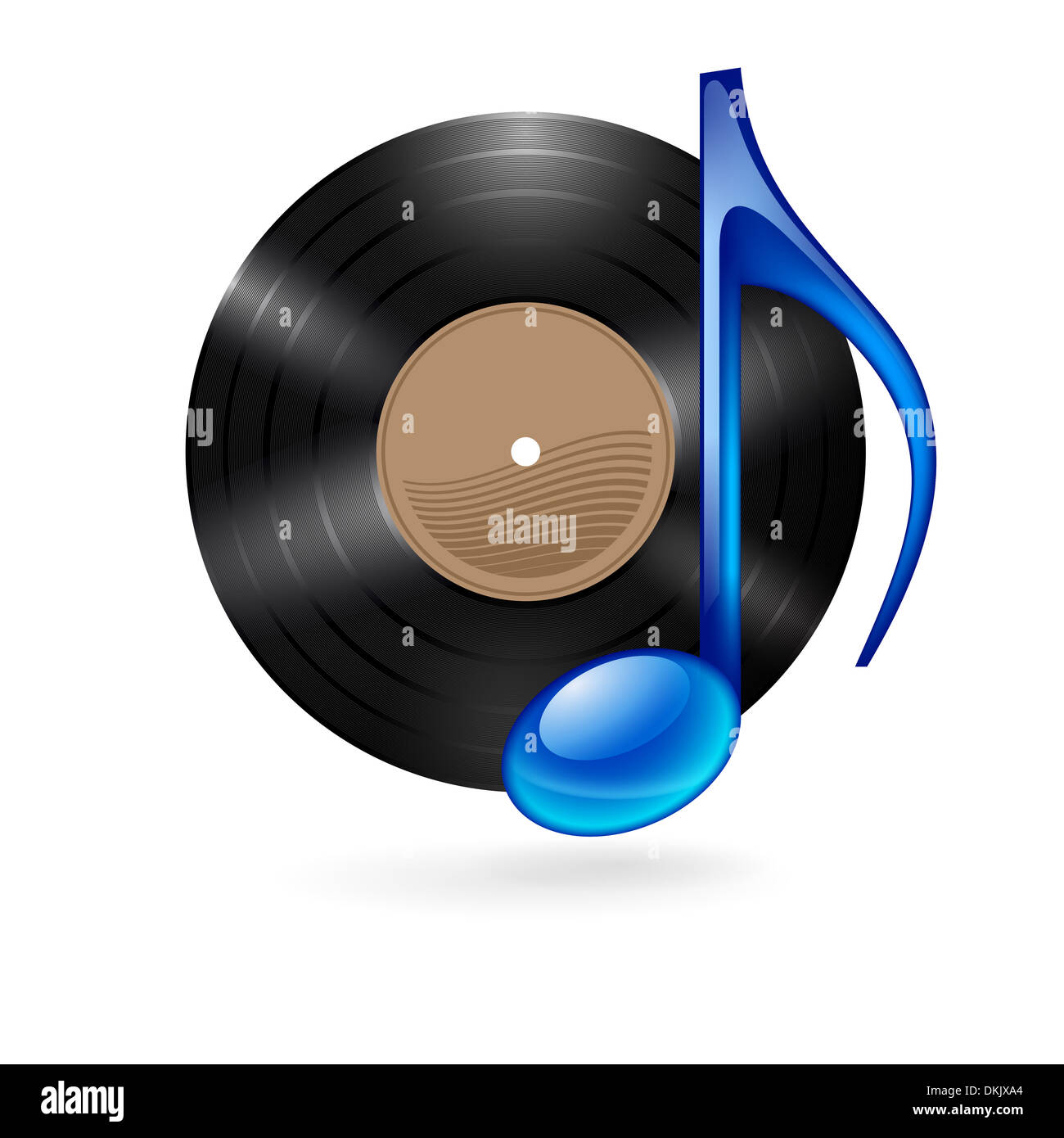 Vinyl disc with blue musical note as music icon Stock Photo - Alamy