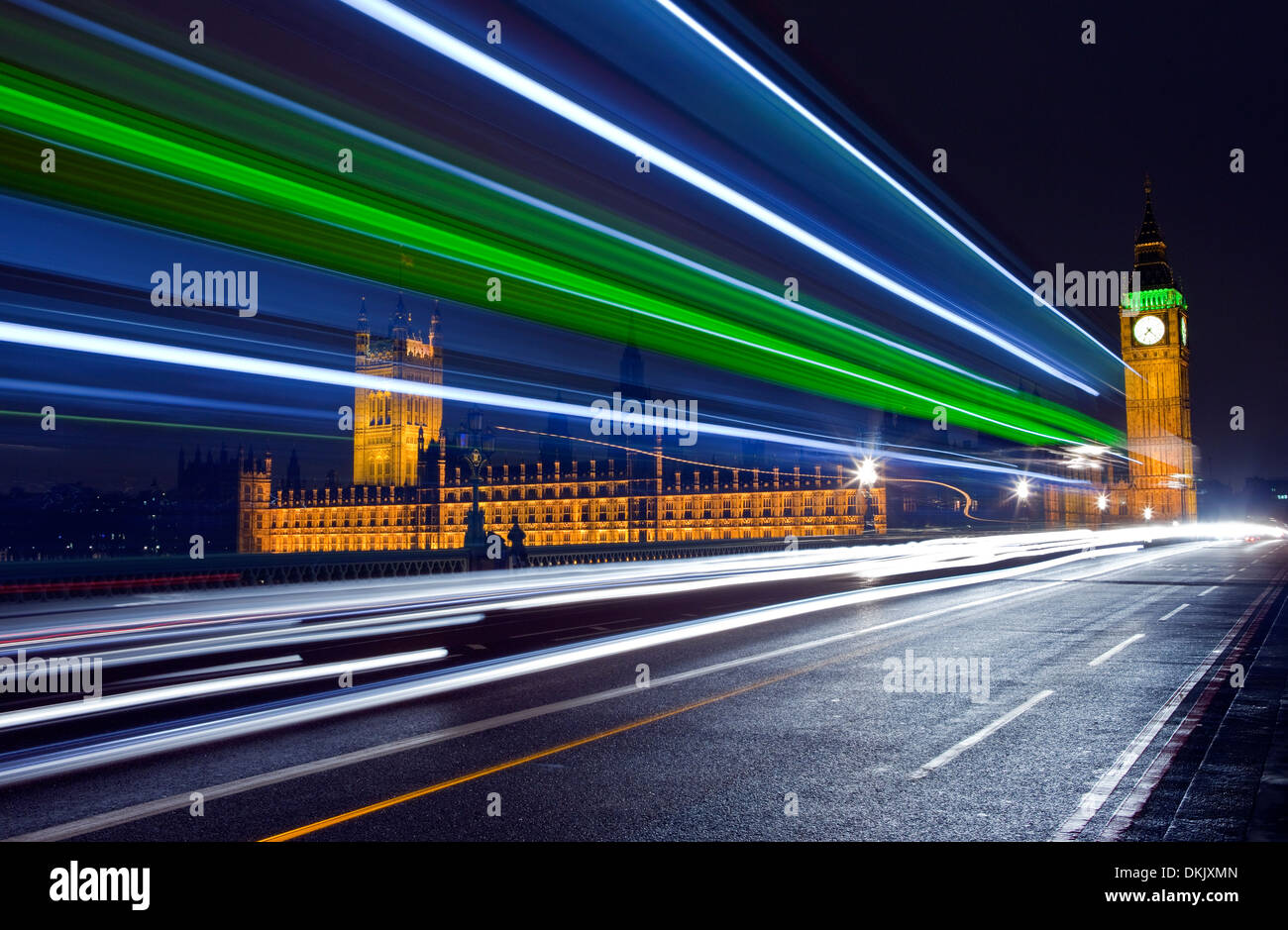 Light Trails Passing the Houses of Parliament in London Stock Photo - Alamy
