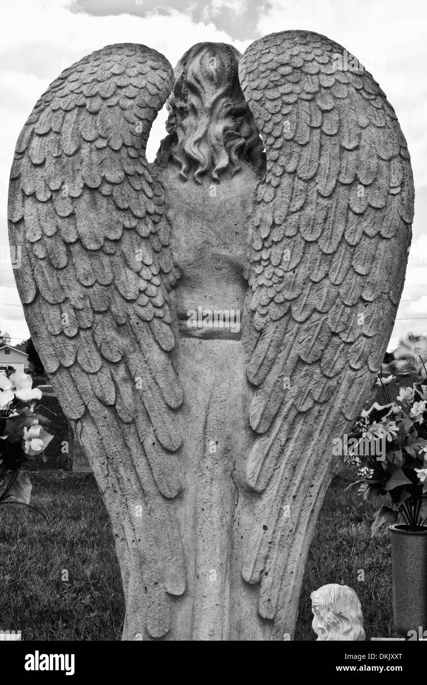 A Pair of Granite Angel Wings - Granite Angel Wings Overlooking a Grave ...