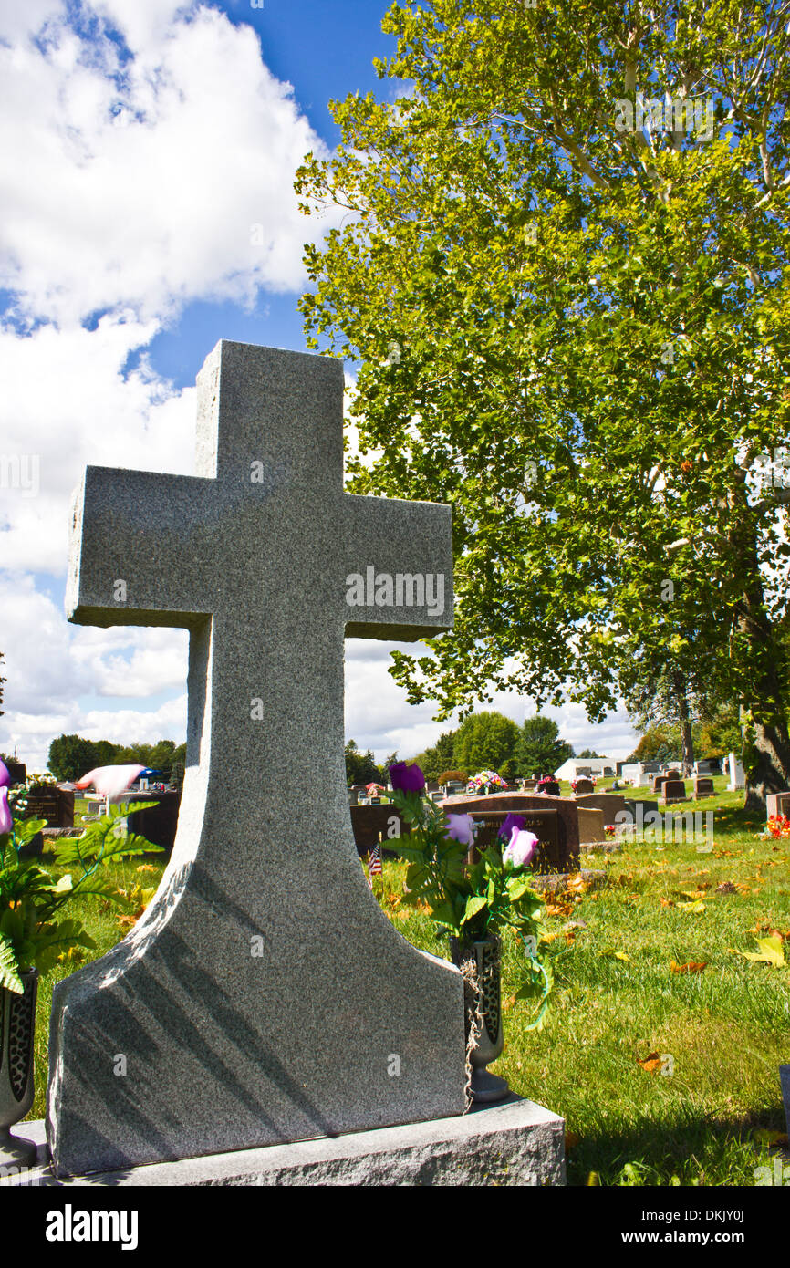 Cross in a Cemetery - Image of a Cross in a Cemetery for a Memorial or ...
