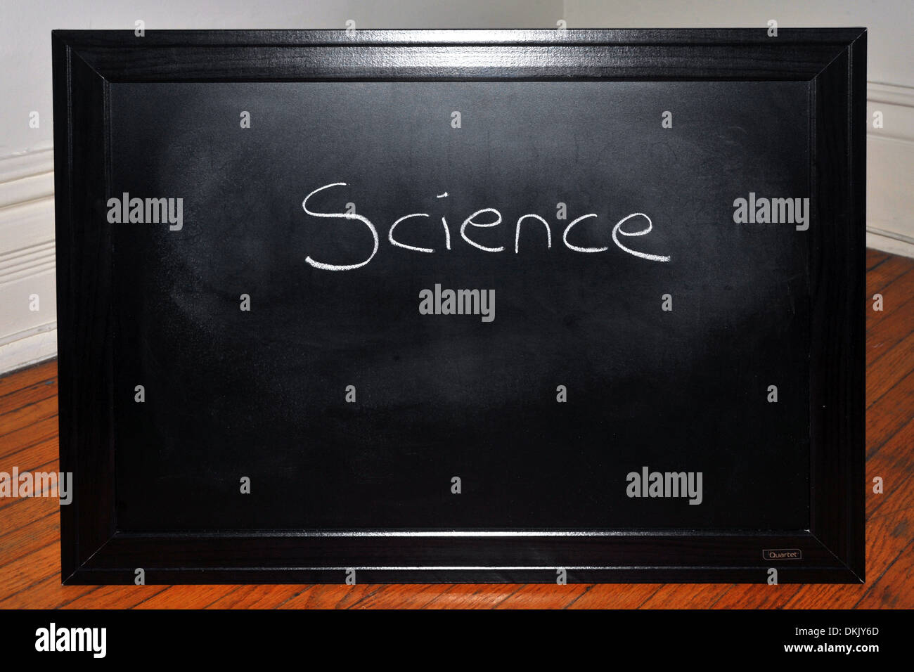 A blackboard with the word science written on it in white chalk Stock ...