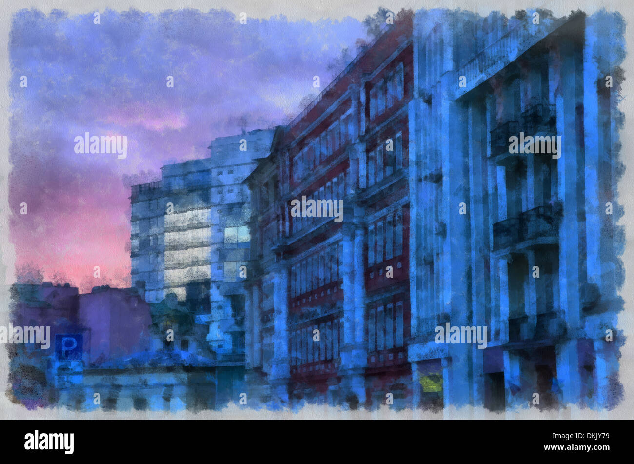 Russia moscow night painting watercolor hi-res stock photography and ...