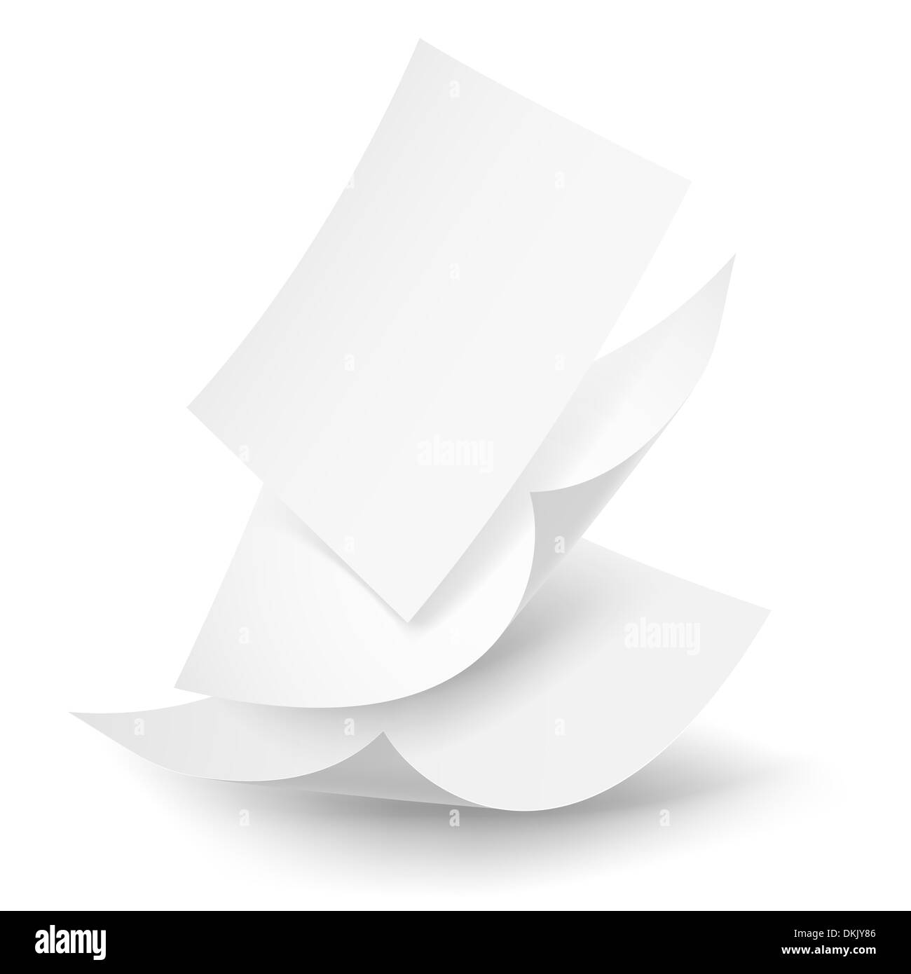 Blank paper sheets falling down. Illustration on white background Stock ...