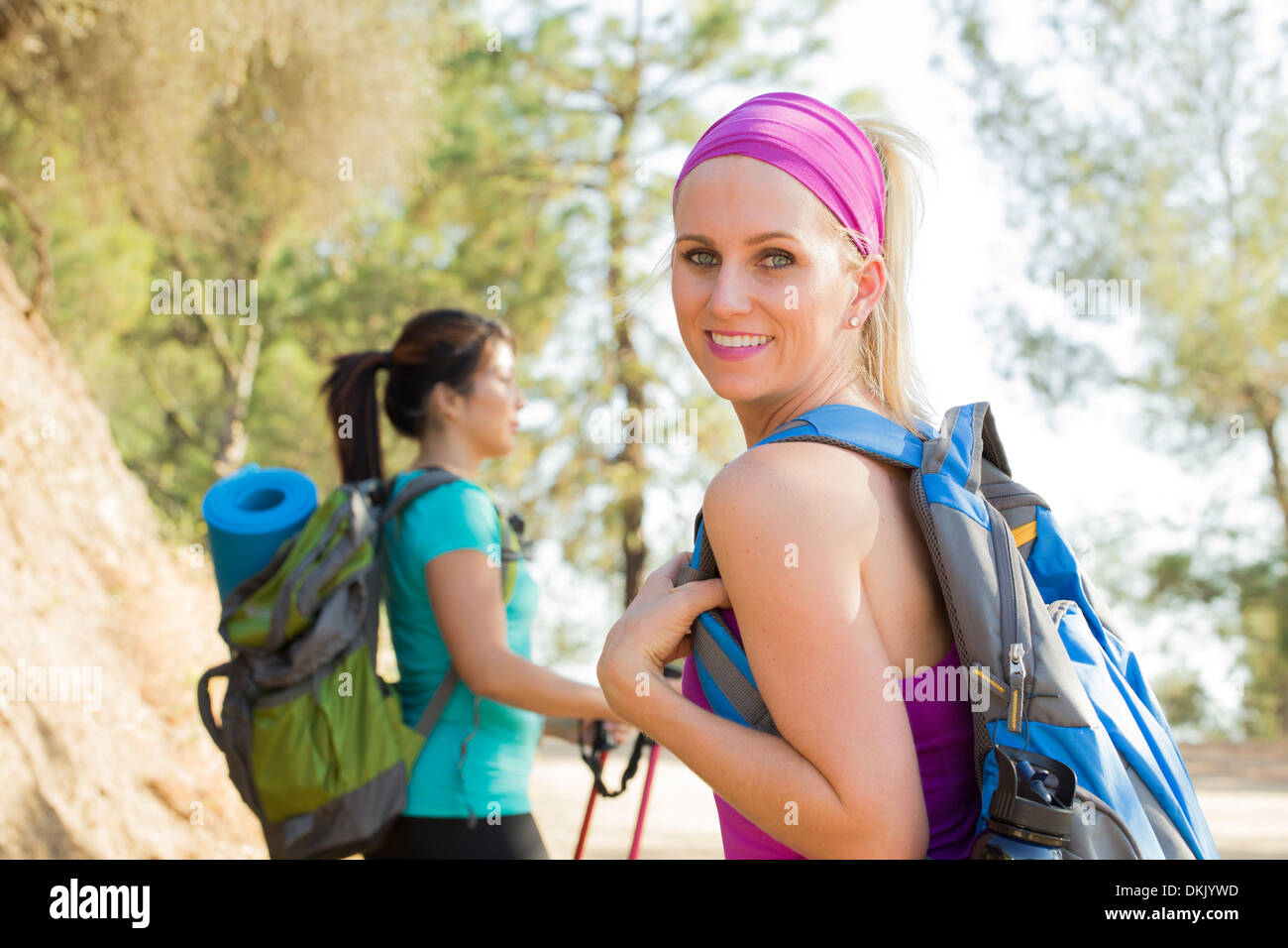 Blonde female hiking hi-res stock photography and images - Alamy