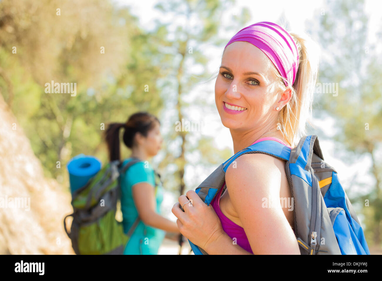 Blonde female hiking hi-res stock photography and images - Alamy