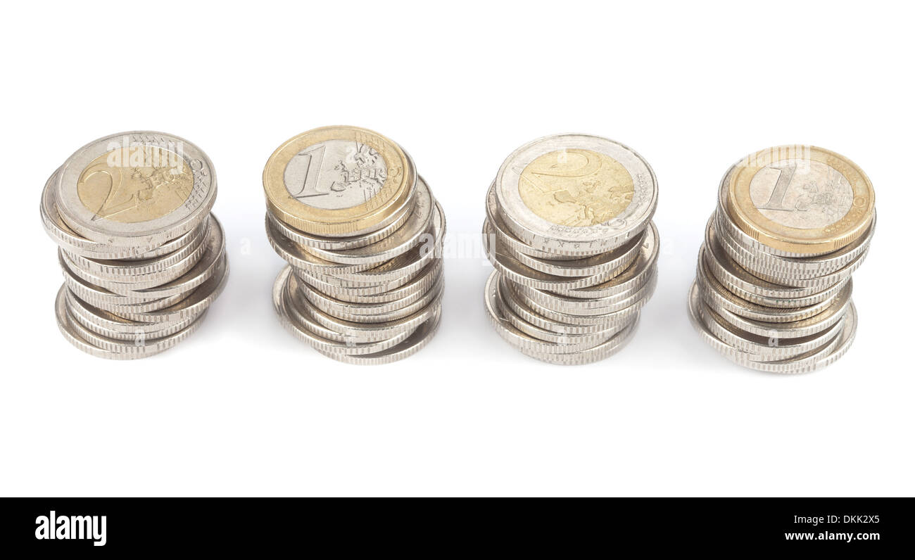 Four rolls of Euro Coins Stock Photo - Alamy