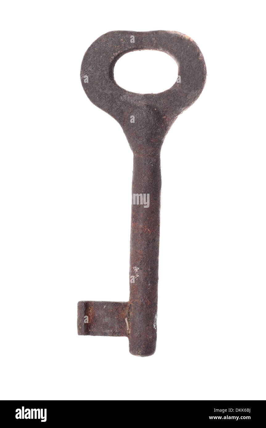 Old metal key isolated on white background Stock Photo - Alamy