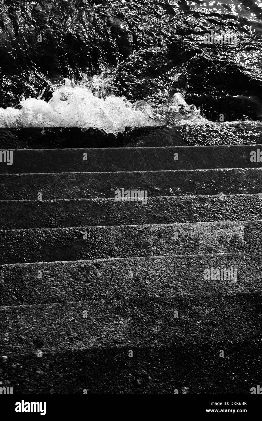 Descending stone steps Black and White Stock Photos & Images - Alamy