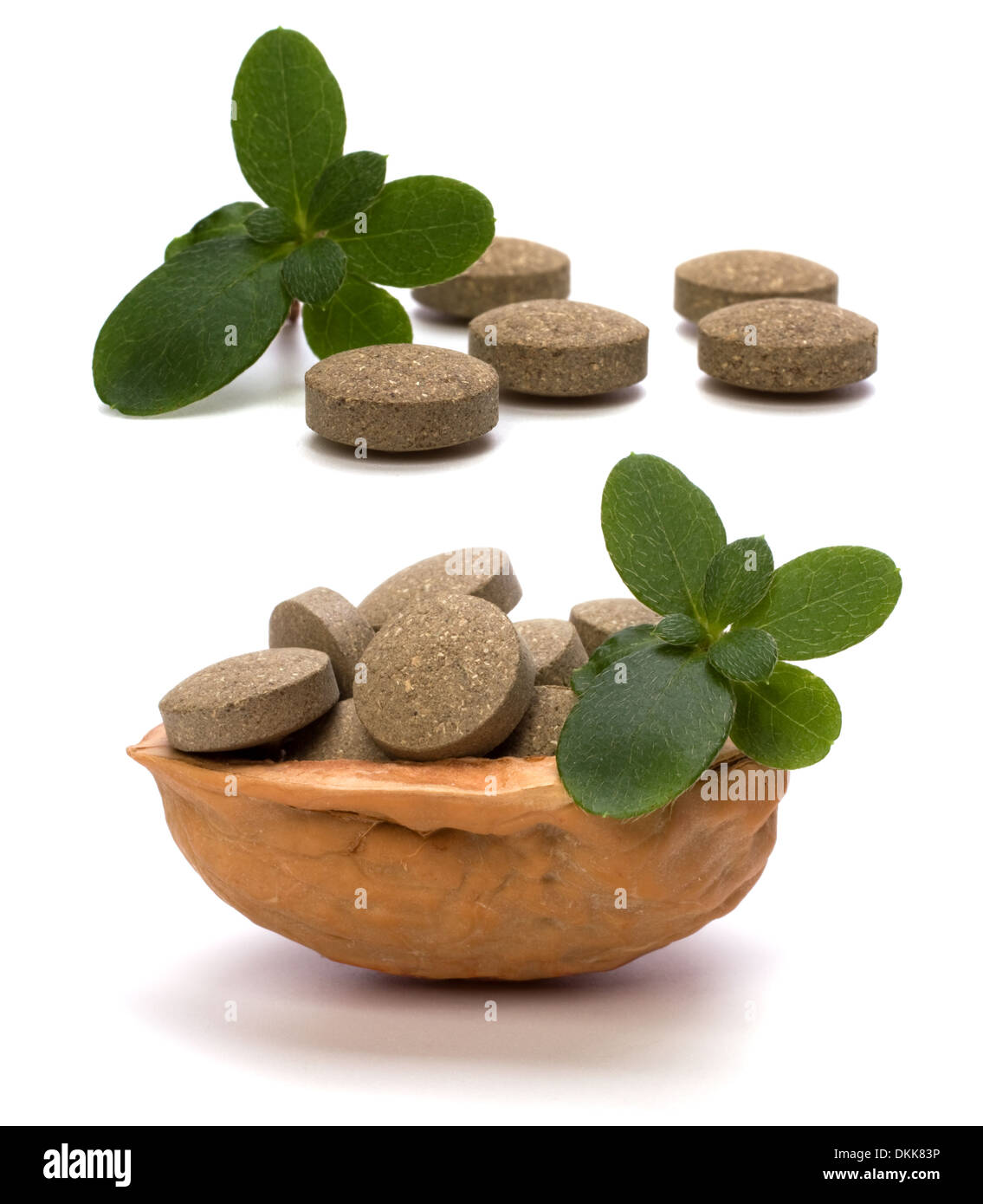 herbal pills isolated on white background Stock Photo - Alamy