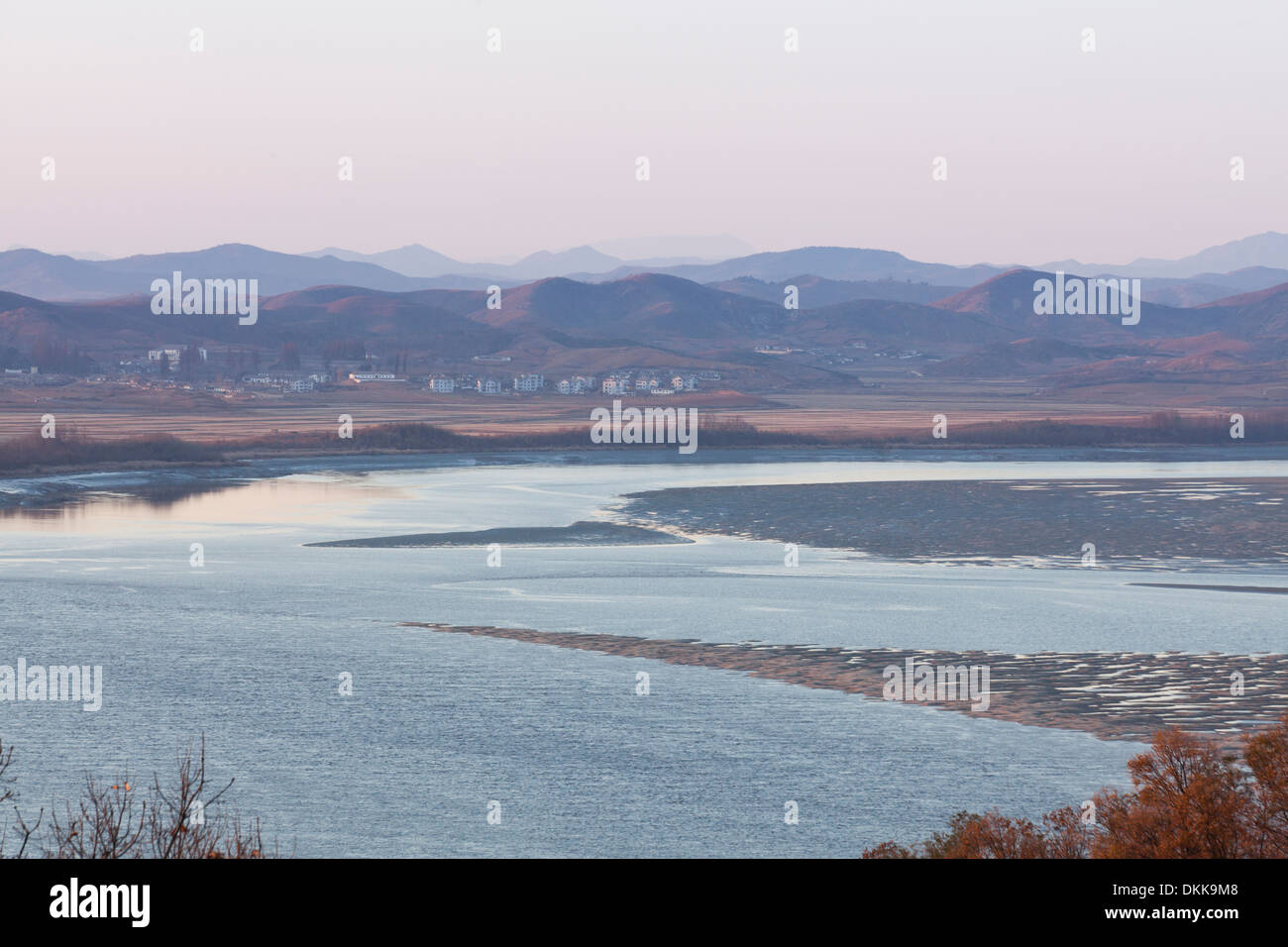 View of North Korea across the Imjin river neutral zone (DMZ) from ...