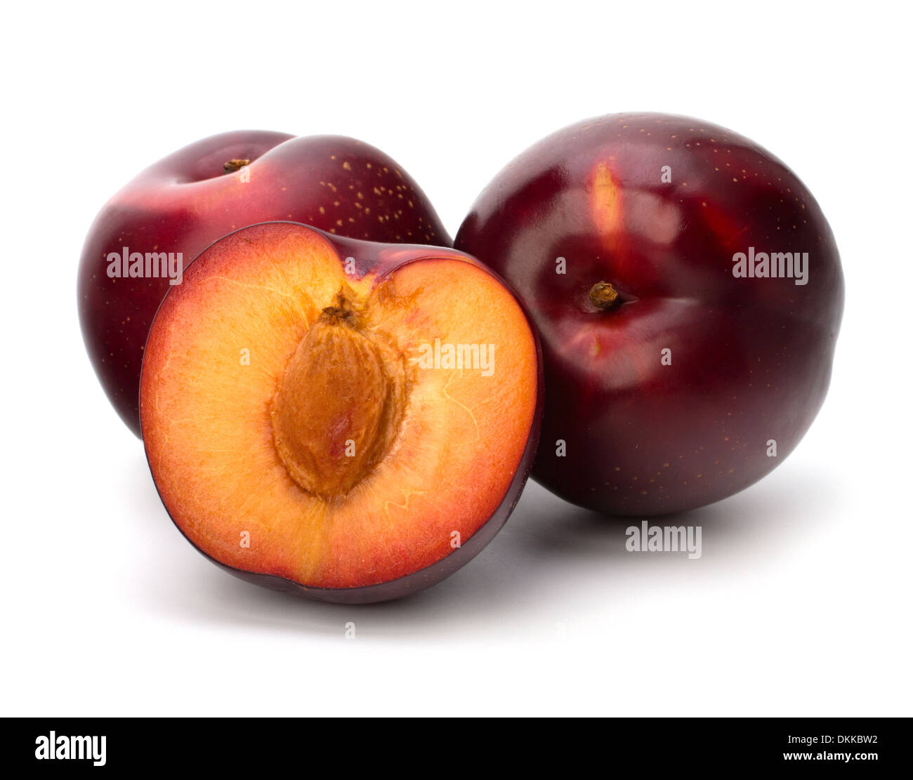 Red plum fruit isolated on white background Stock Photo - Alamy