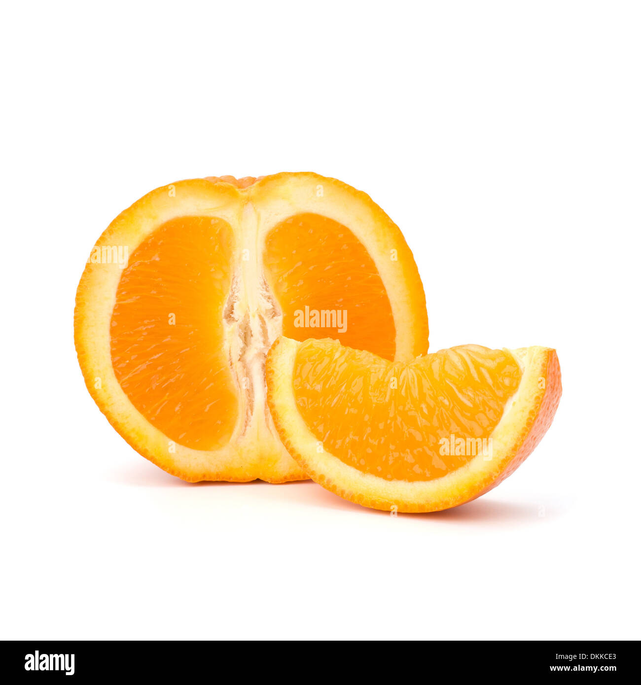 Sliced orange fruit segments isolated on white background Stock Photo - Alamy