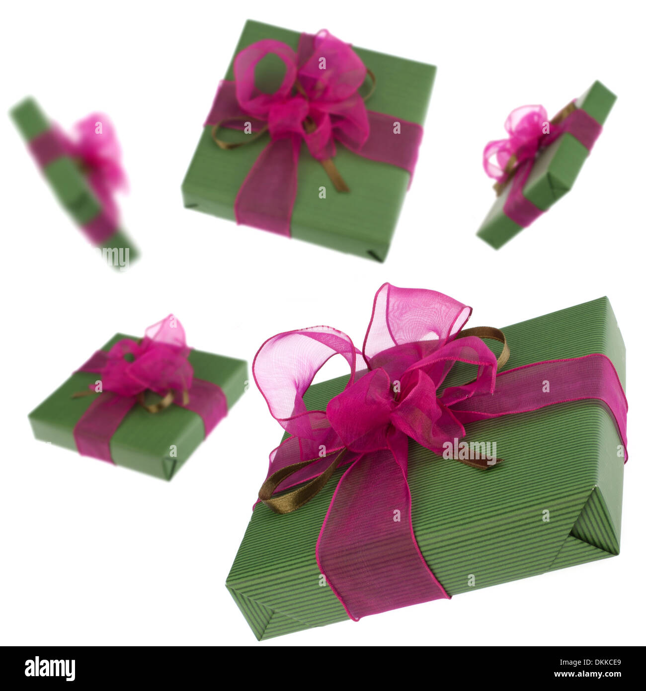 Flying gifts isolated on white background Stock Photo - Alamy