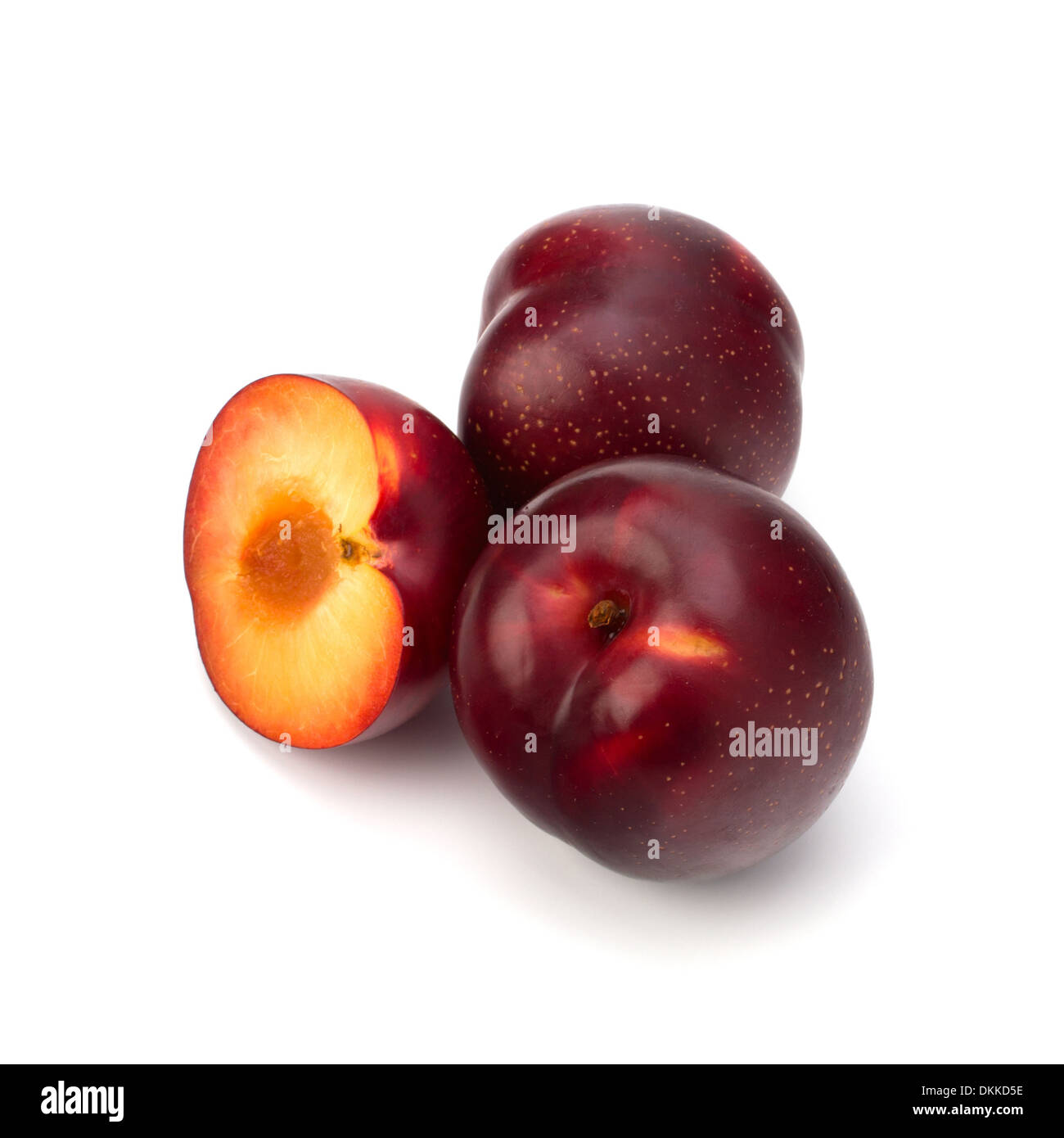 Red plum fruit isolated on white background Stock Photo - Alamy