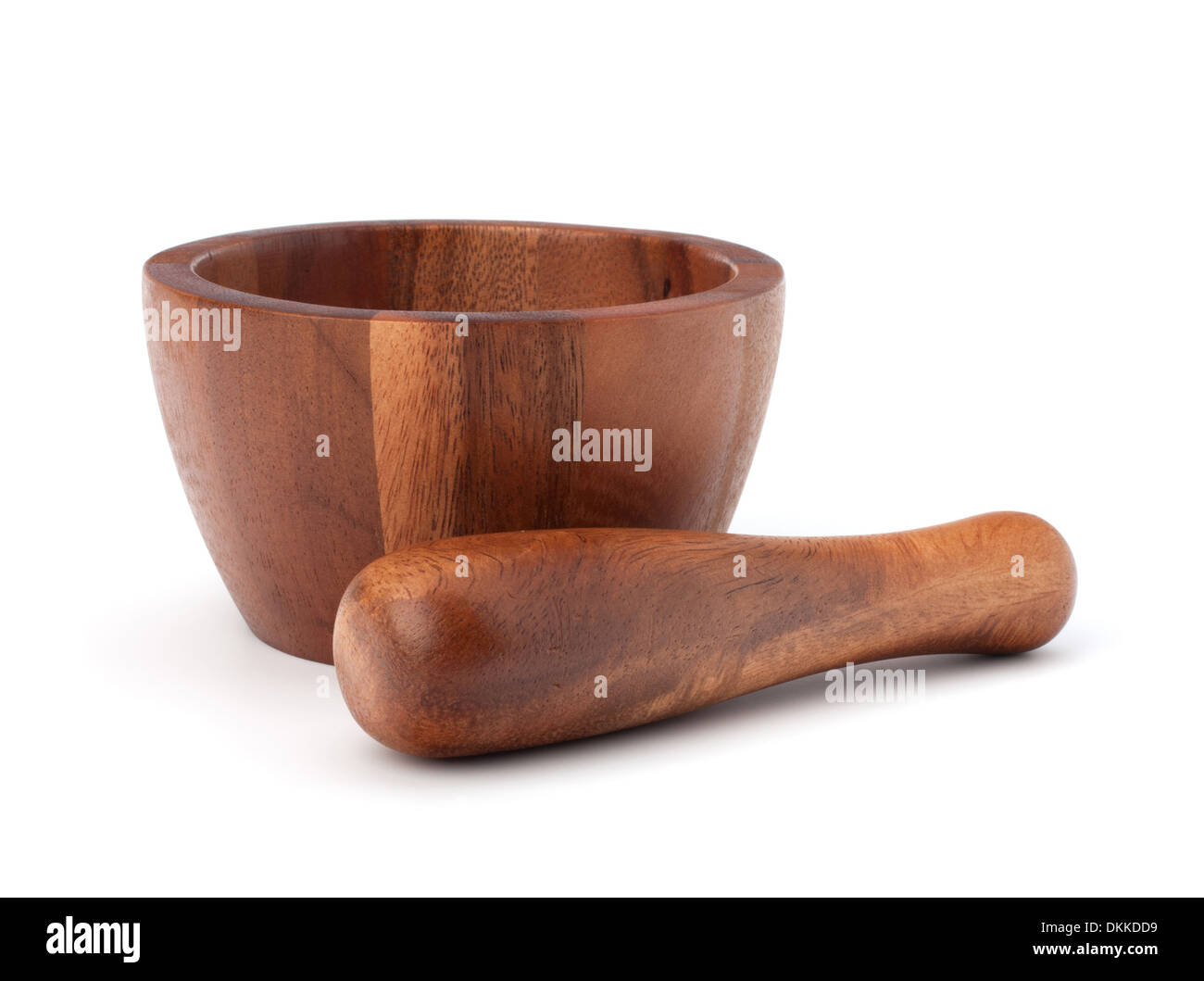 Handmade wooden mortar isolated on white background Stock Photo - Alamy
