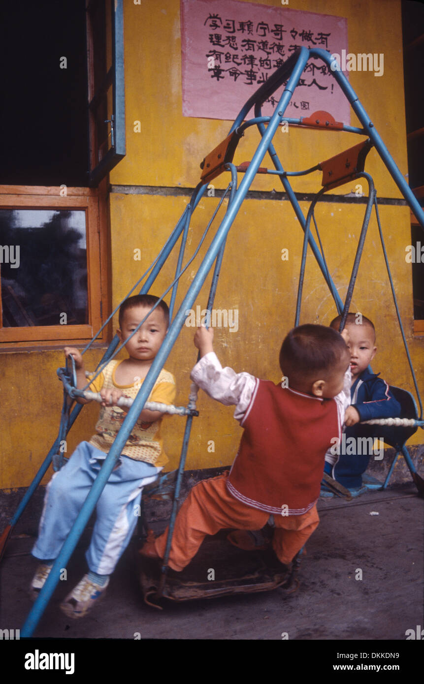Kids playing after school in a kindergarten in Fenghuang, Hunan ...