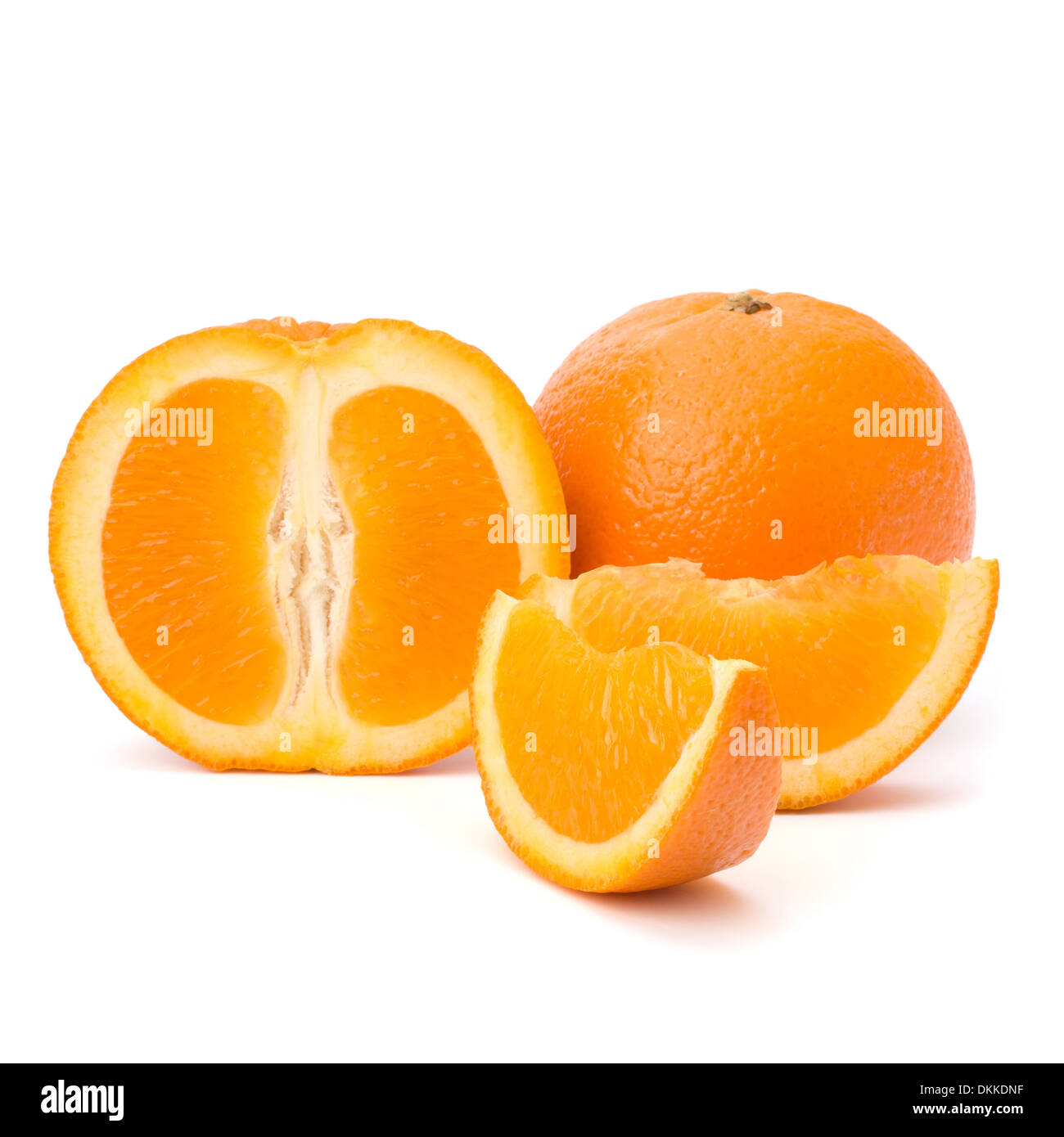 Sliced orange fruit segments isolated on white background Stock Photo ...